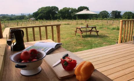 Glamping Devon at Jurassic Glamping with views of Axe Valley
