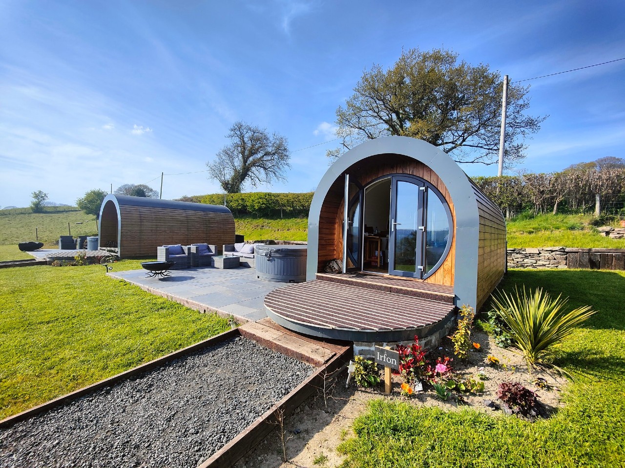 Glamping Wales with Hot Tub at Great House Farm Glamping Pods